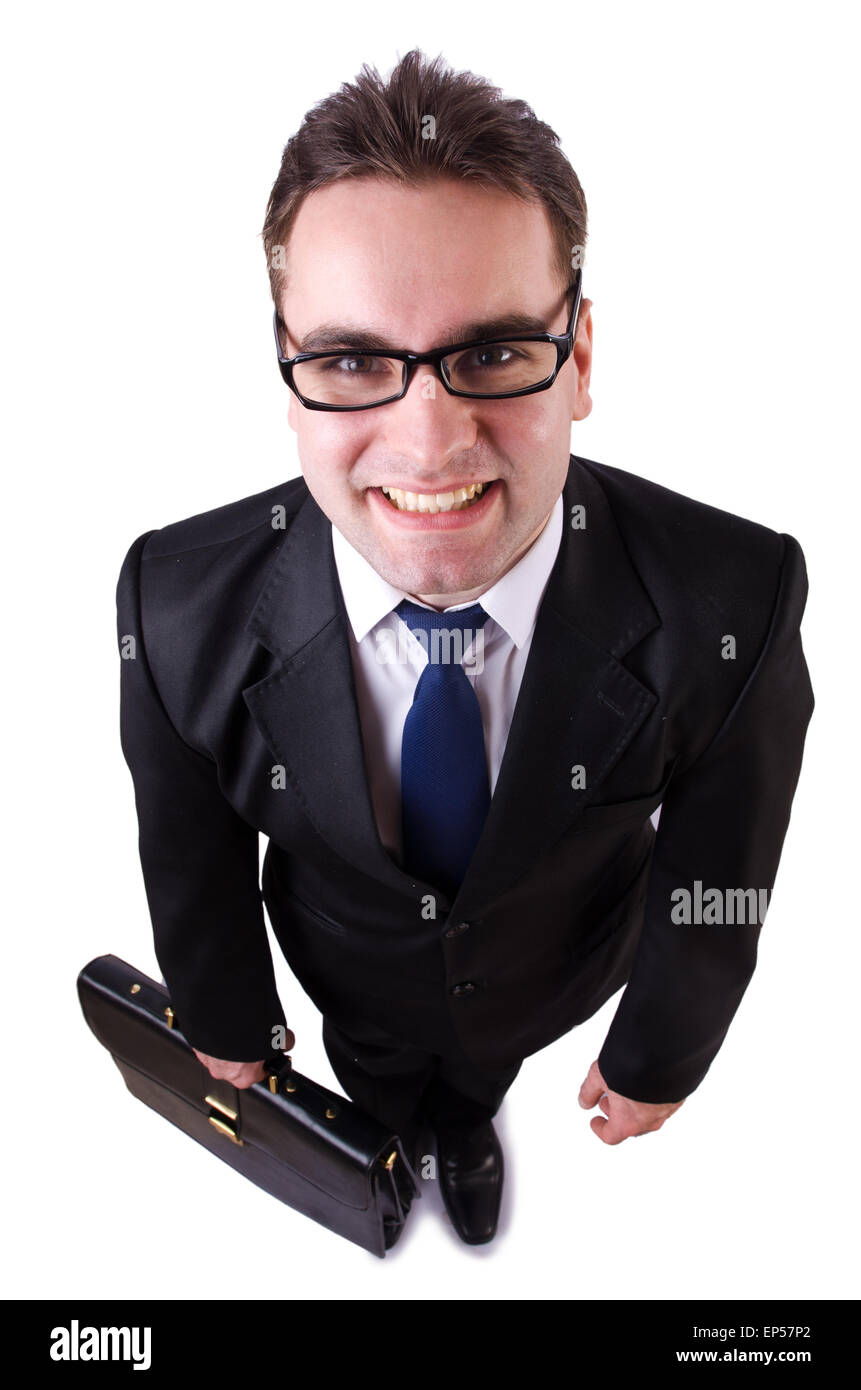 Young funny businessman on white background Stock Photo - Alamy