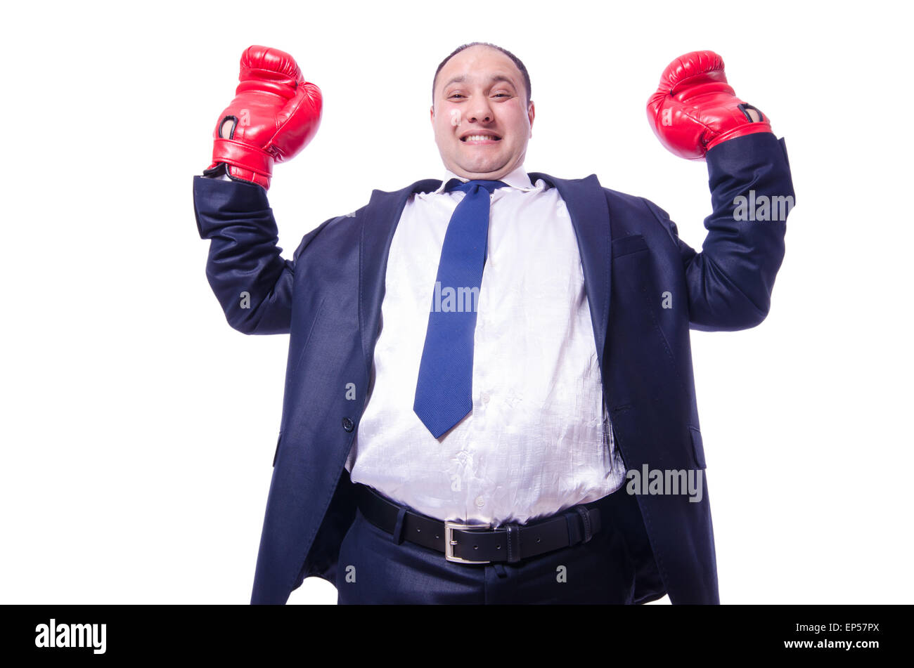 Young businessman boxer isolated on white Stock Photo - Alamy