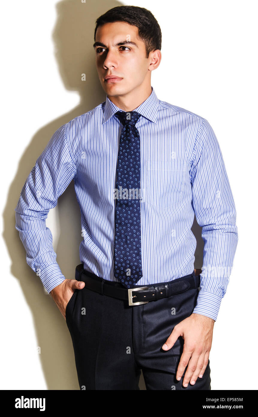 Male model with shirt isolated on white Stock Photo - Alamy