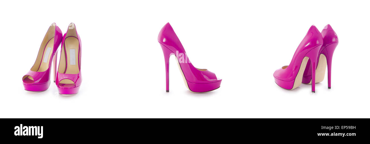 Set of woman shoes isolated on the white Stock Photo - Alamy