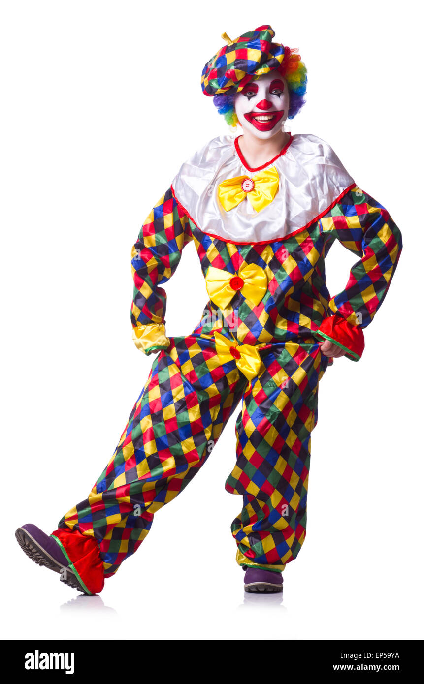 Clown in the costume isolated on white Stock Photo - Alamy