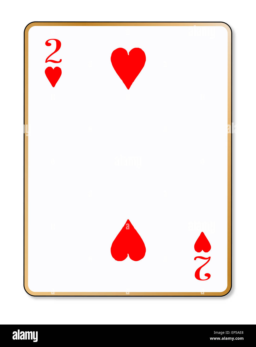 The playing card the Two of hearts over a white background Stock Photo ...
