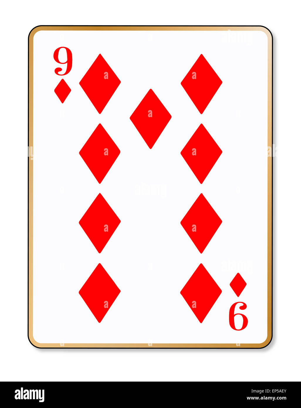 The playing card the nine of diamonds over a white background Stock ...