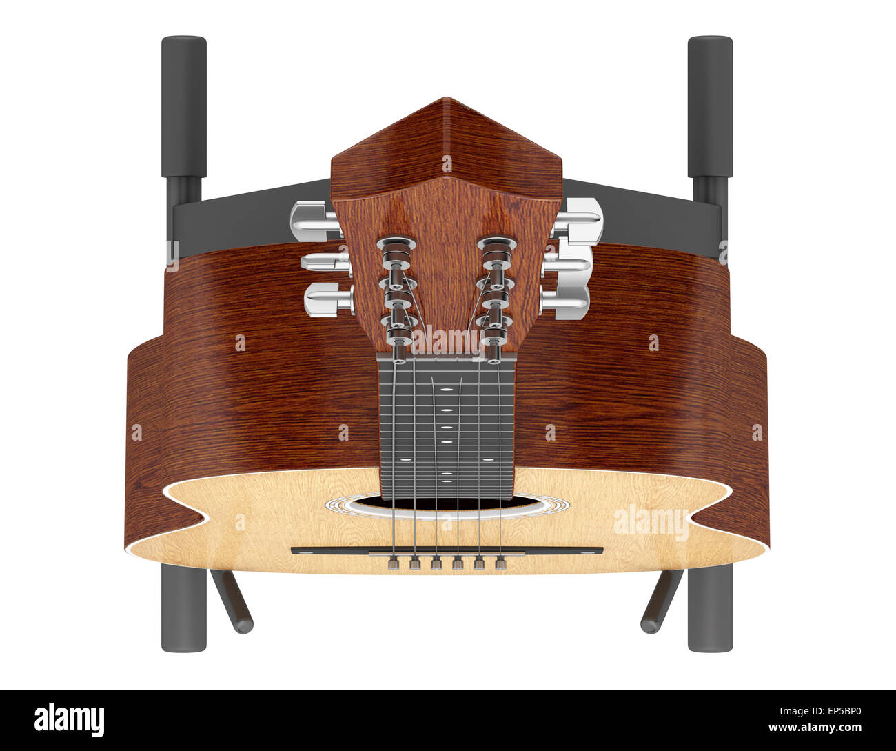 top view of acoustic guitar on stand isolated Stock Photo - Alamy