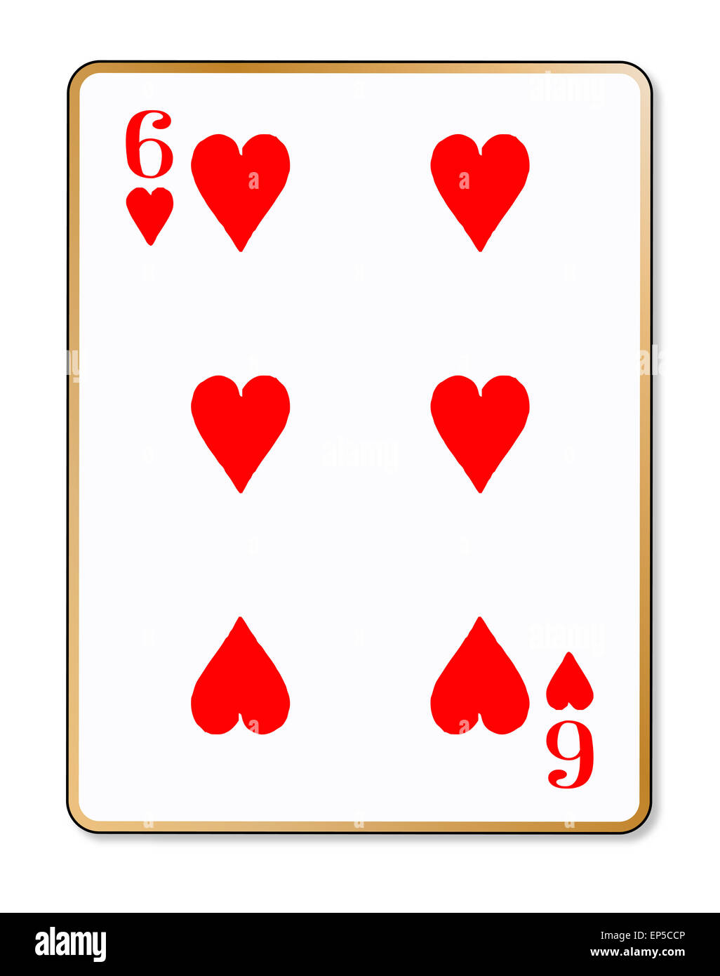 The playing card the Six of hearts over a white background Stock Photo ...