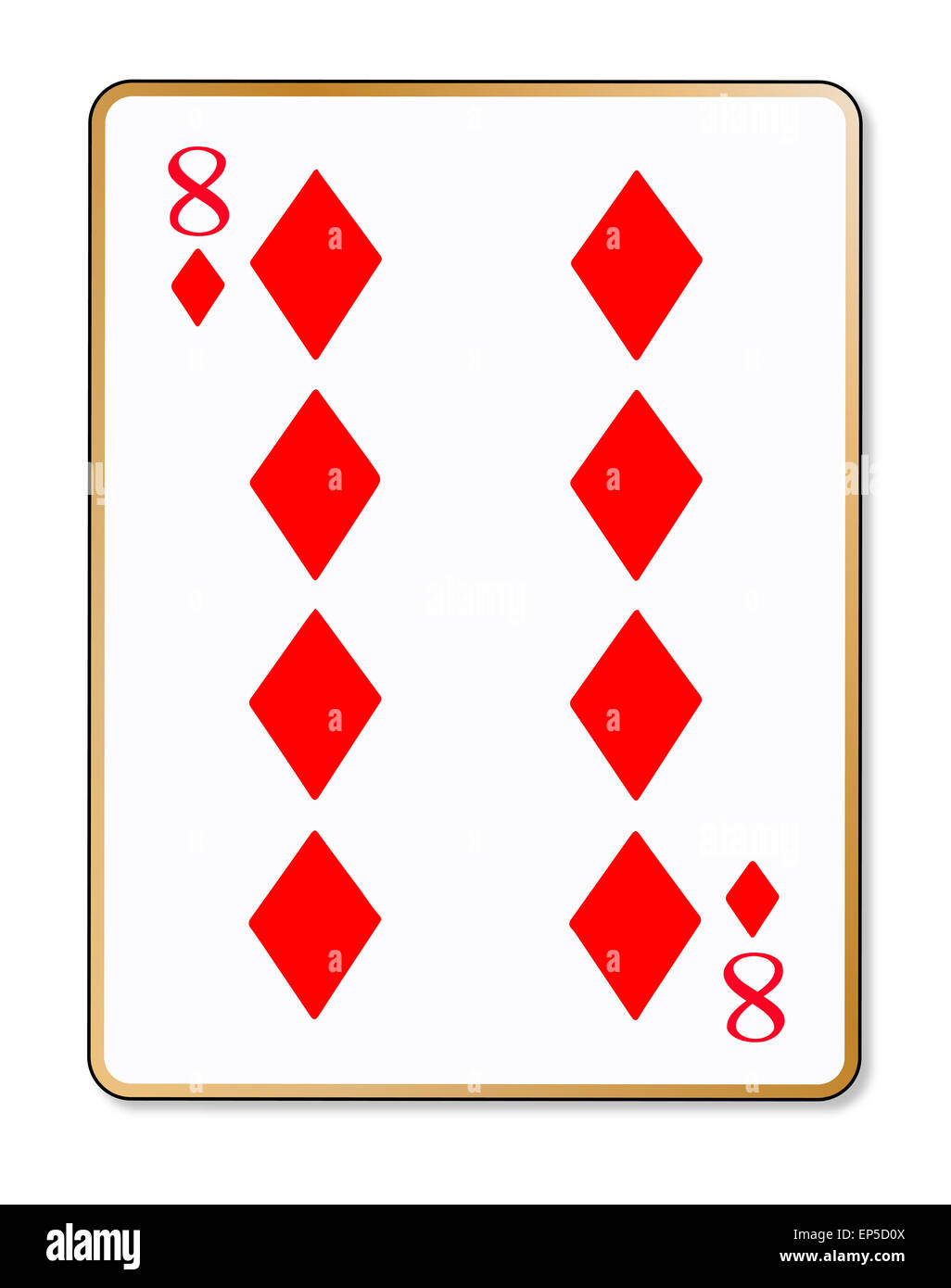 The playing card the eight of diamonds over a white background Stock ...