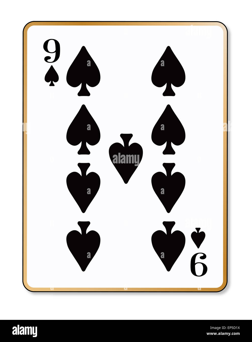 The playing card the Nine of spades over a white background Stock Photo ...