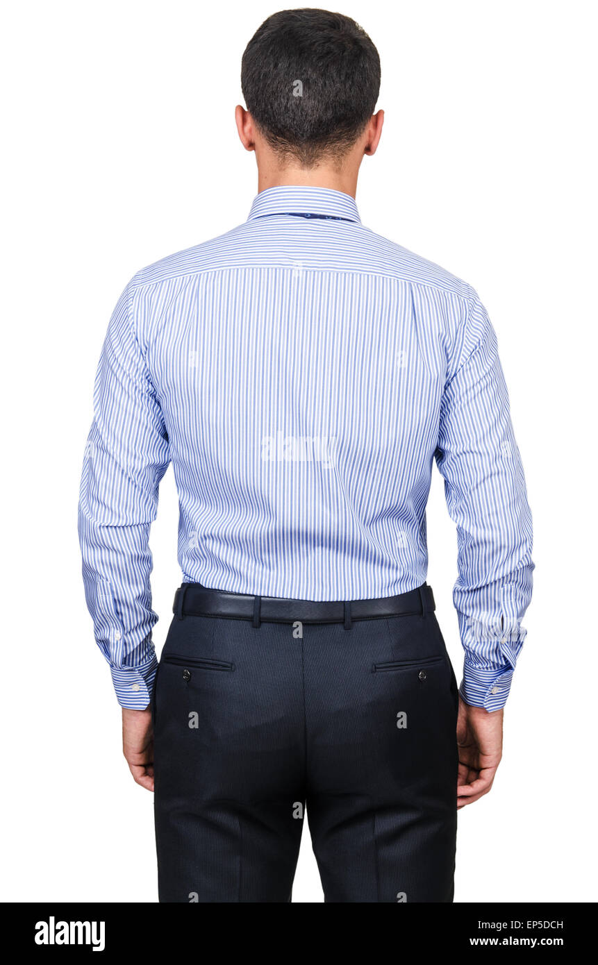 Male model with shirt isolated on white Stock Photo - Alamy