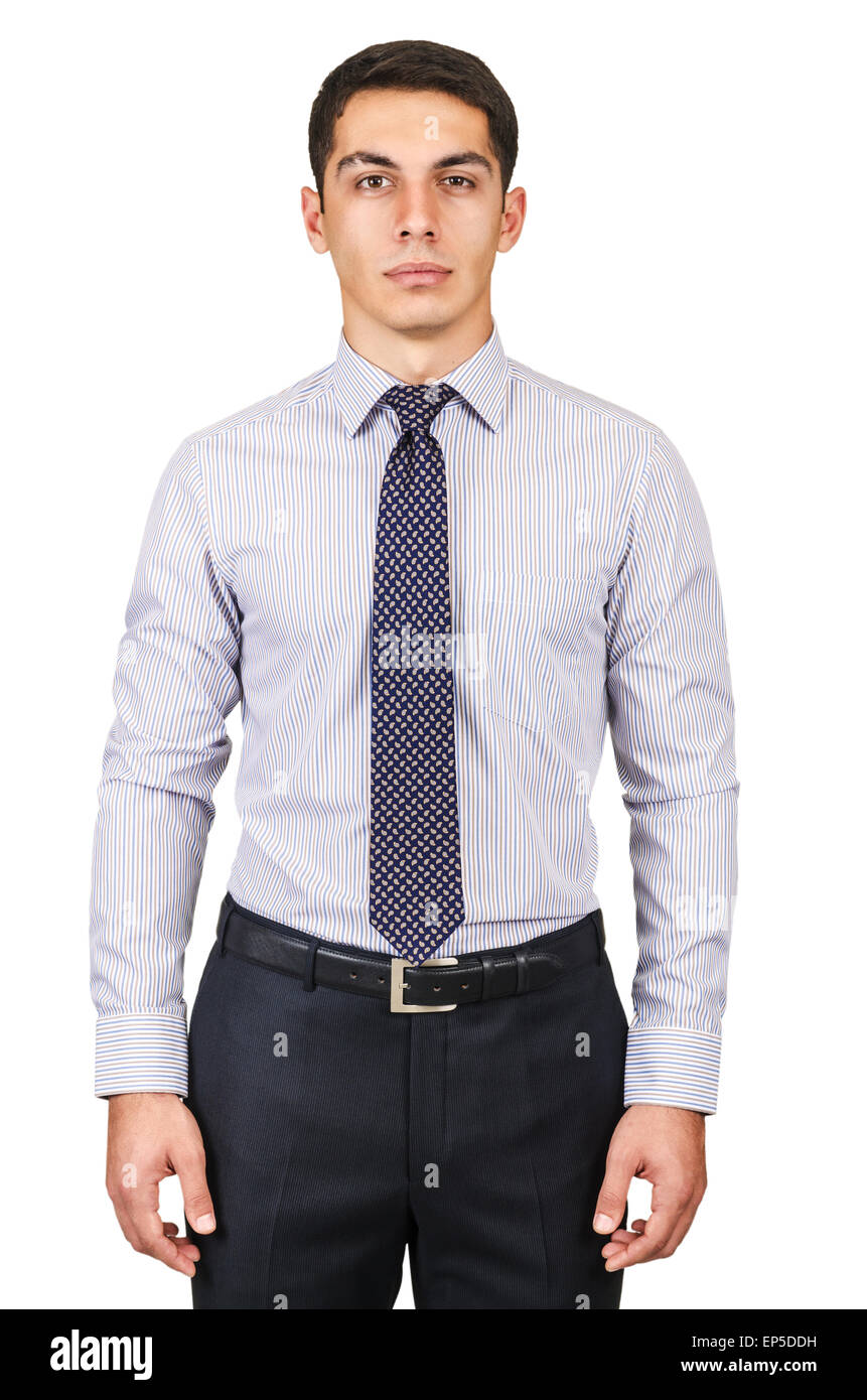 Male model with shirt isolated on white Stock Photo - Alamy