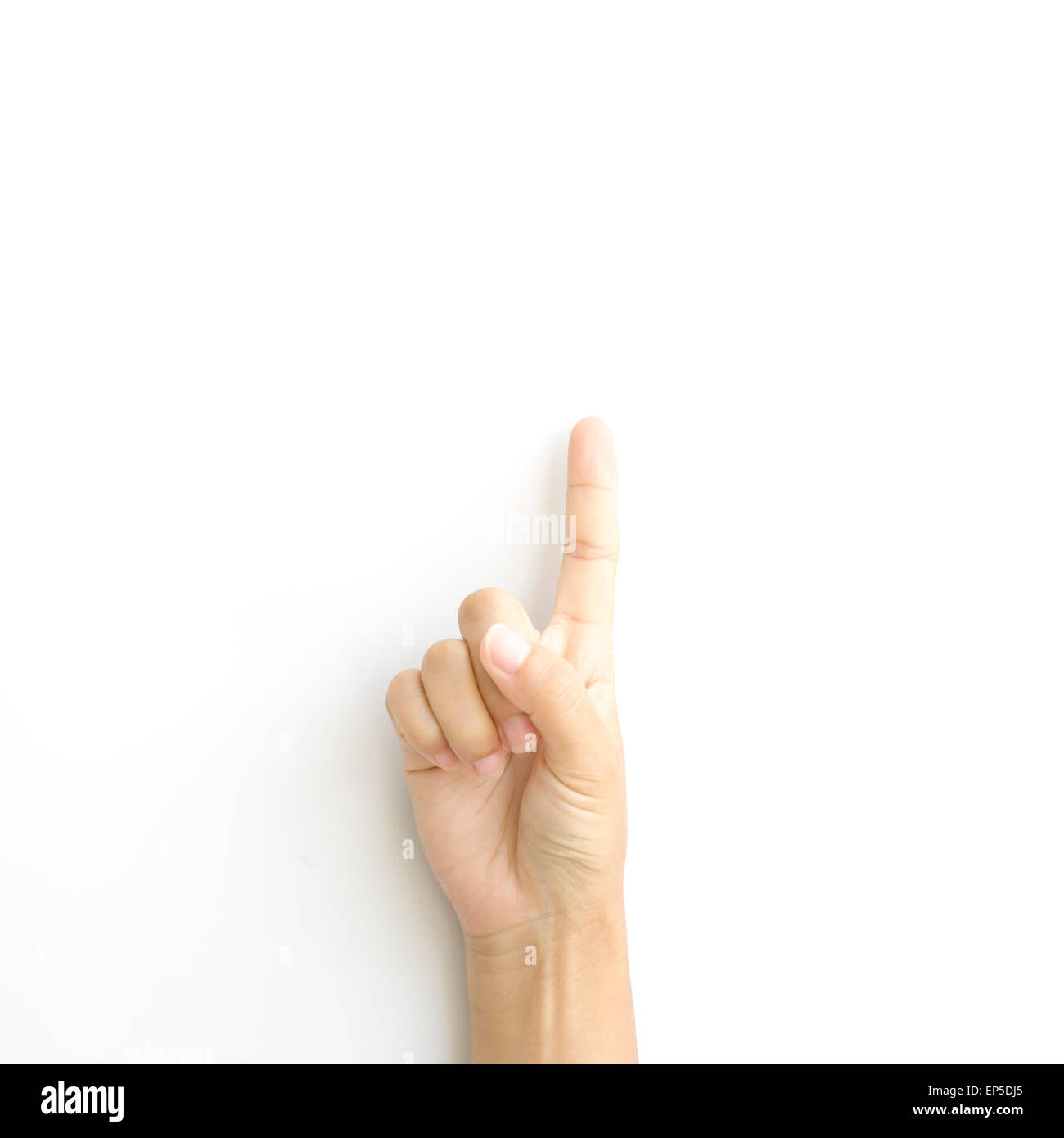 asia woman hands hold sign on a white background Stock Photo - Alamy