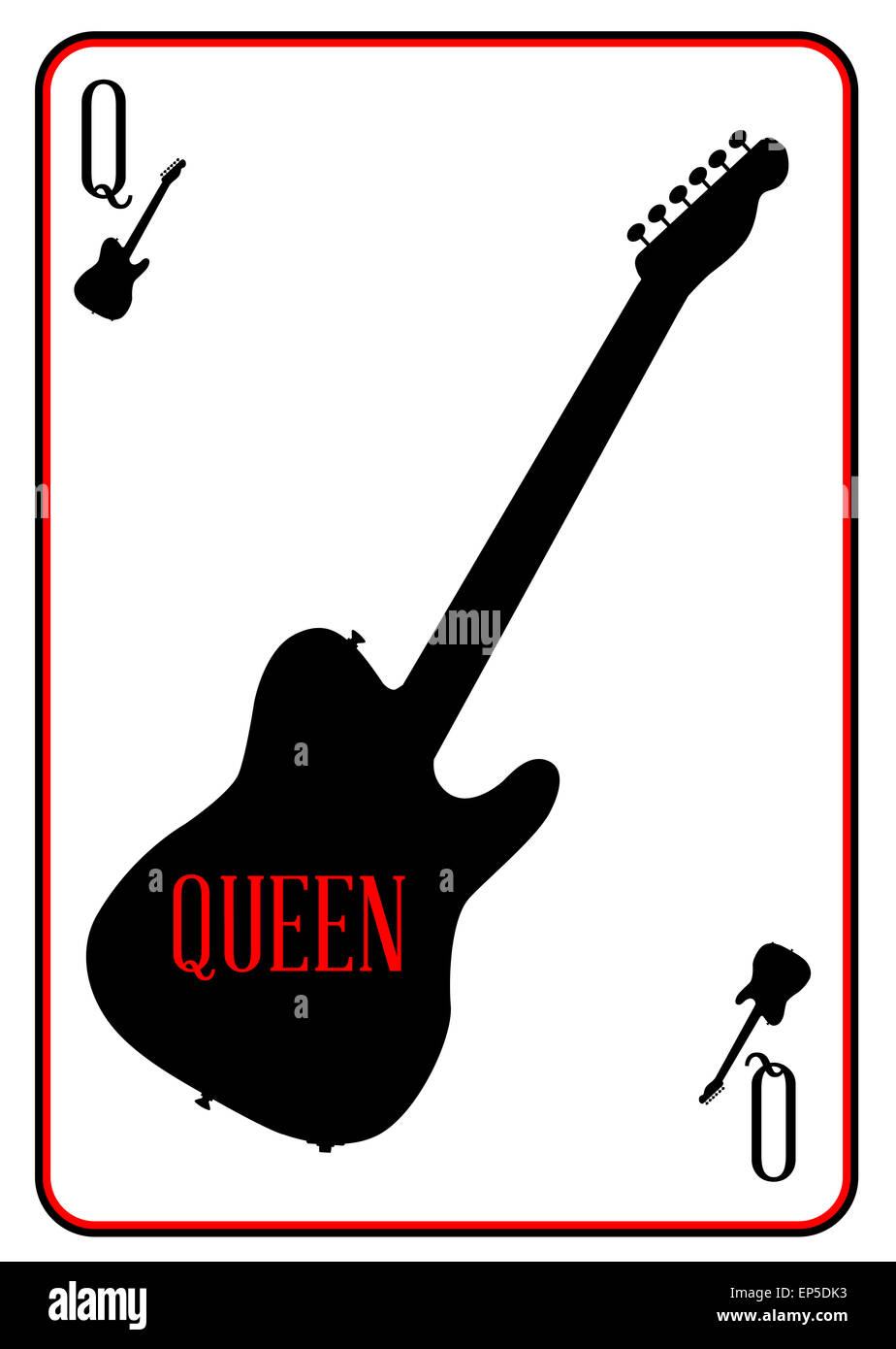 A guitar used as the queen motif in a playing card Stock Photo - Alamy
