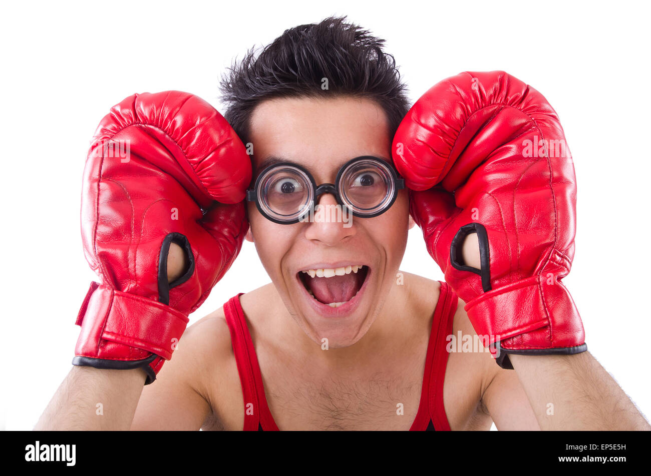 Funny boxer isolated on the white background Stock Photo - Alamy