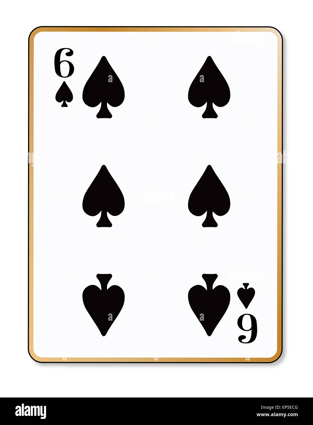 The playing card the Six of spades over a white background Stock Photo ...