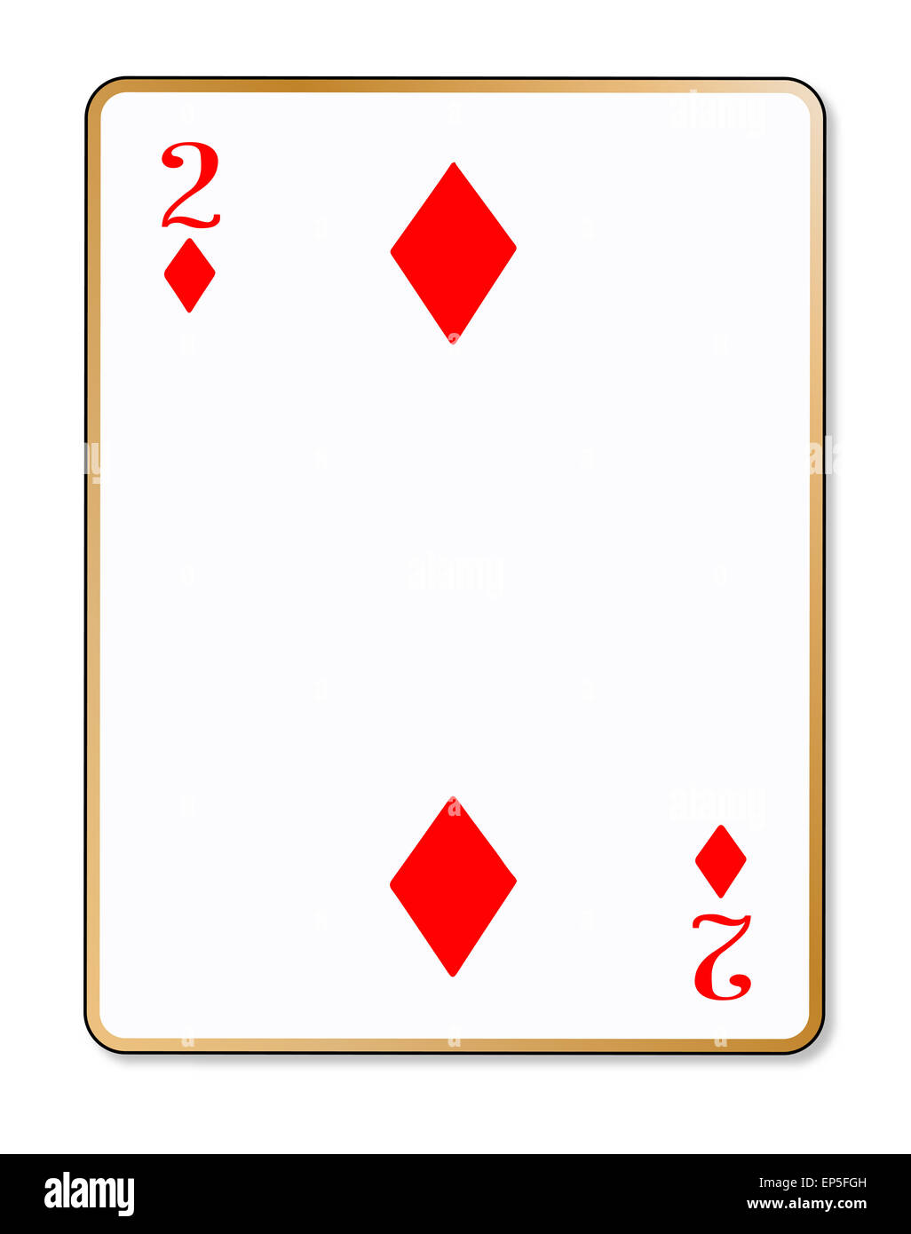 The playing card the two of diamonds over a white background Stock ...