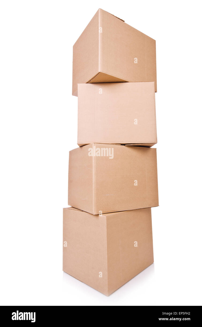 Carton boxes isolated on the white background Stock Photo - Alamy