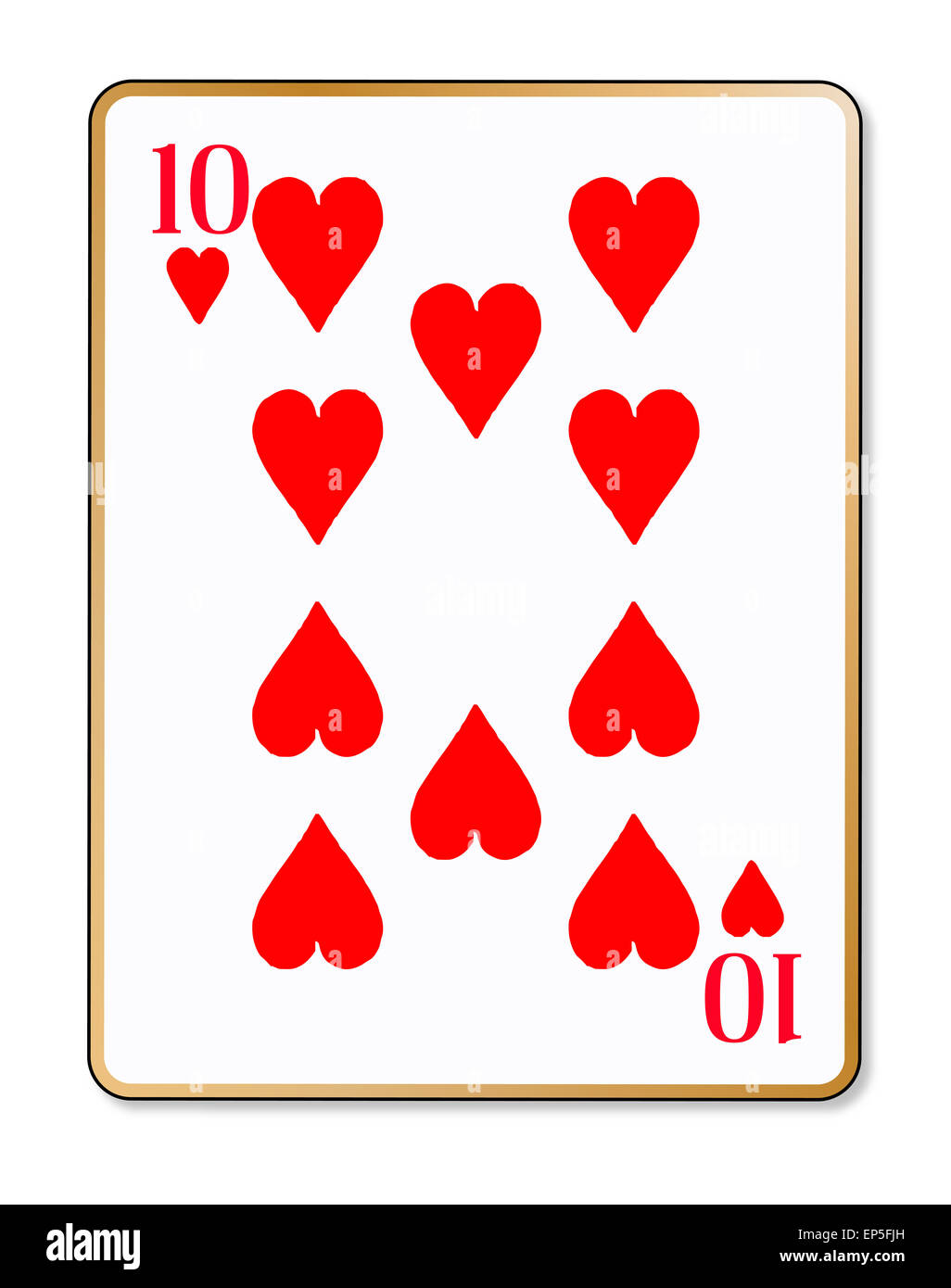 The playing card the Ten of hearts over a white background Stock Photo ...