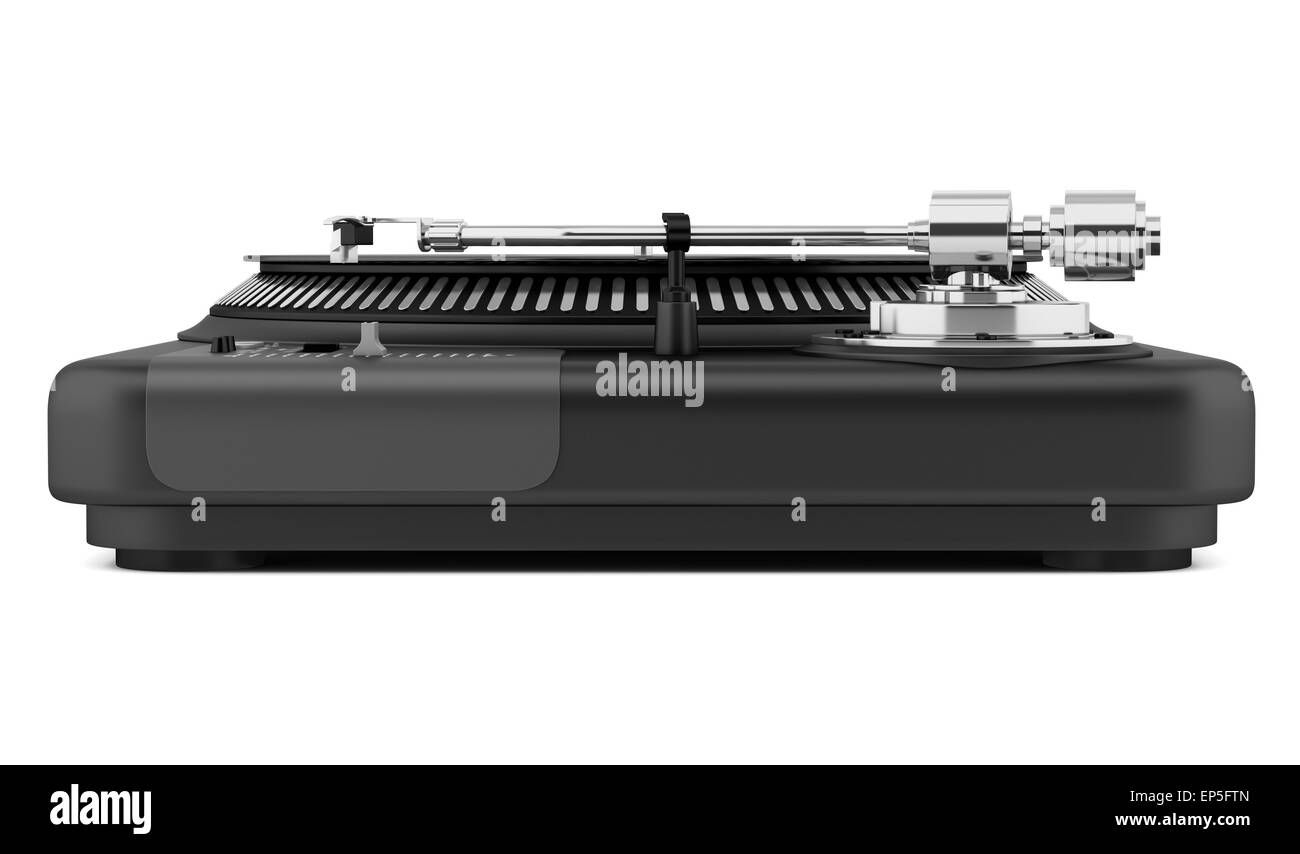 black turntable isolated on white background Stock Photo - Alamy