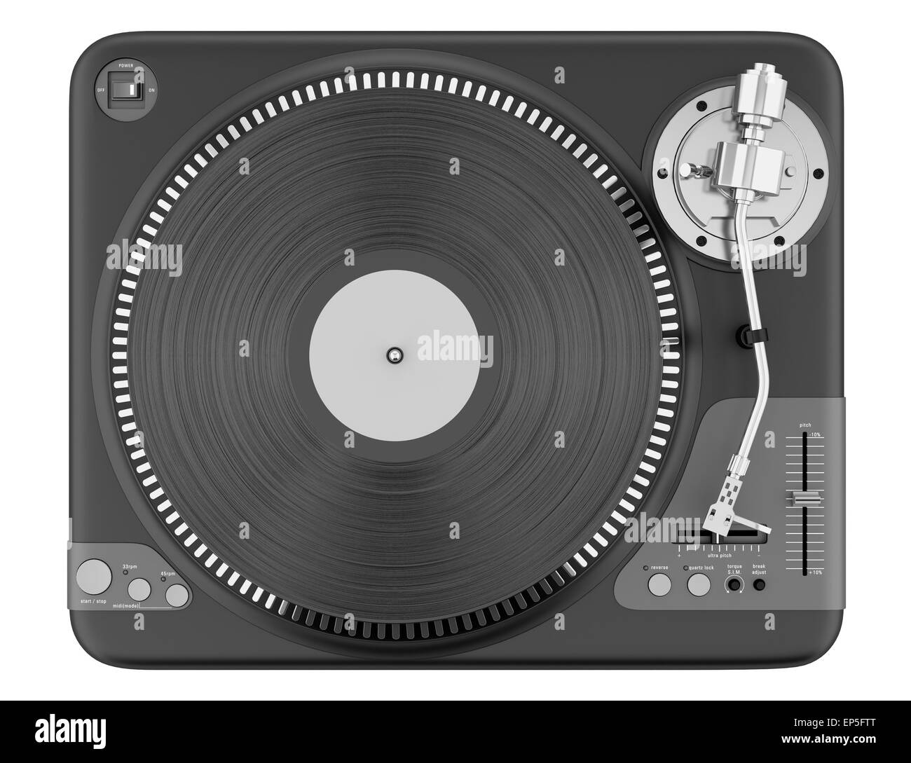 top view of black turntable isolated on white Stock Photo - Alamy