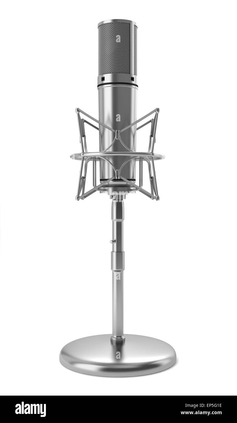 studio microphone on stand isolated on white Stock Photo - Alamy
