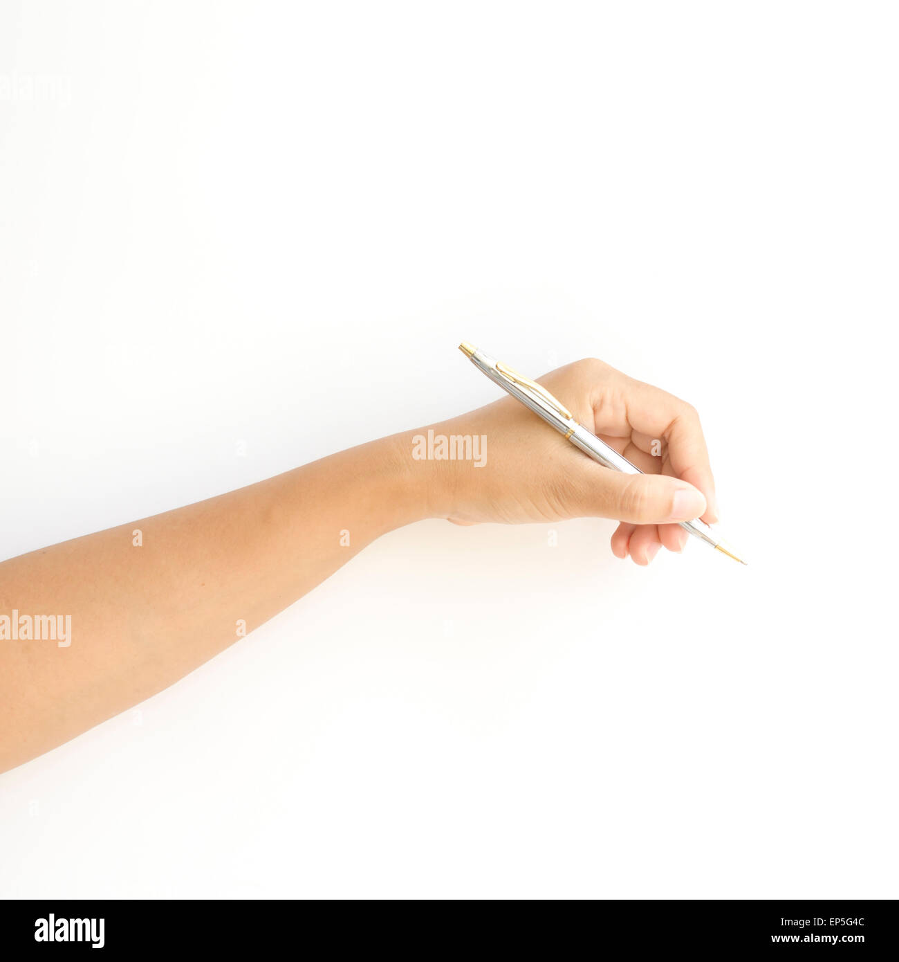 female hand writing on a white background Stock Photo - Alamy