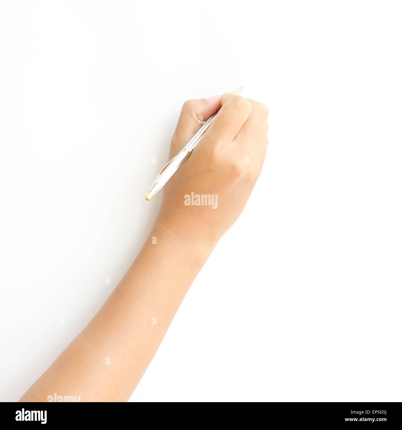 female hand writing on a white background Stock Photo - Alamy