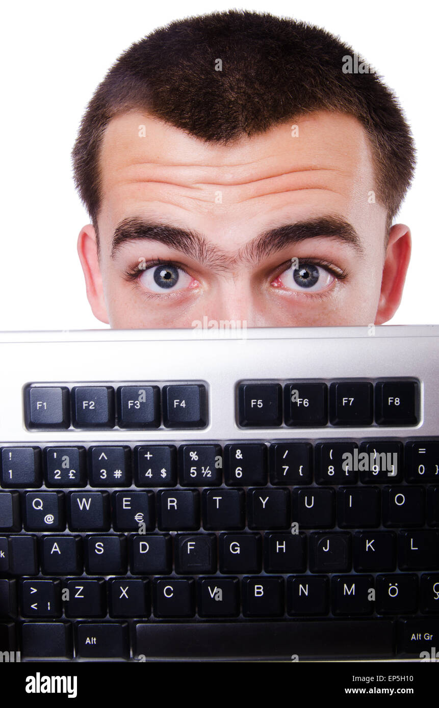 Computer geek nerd in funny concept Stock Photo - Alamy
