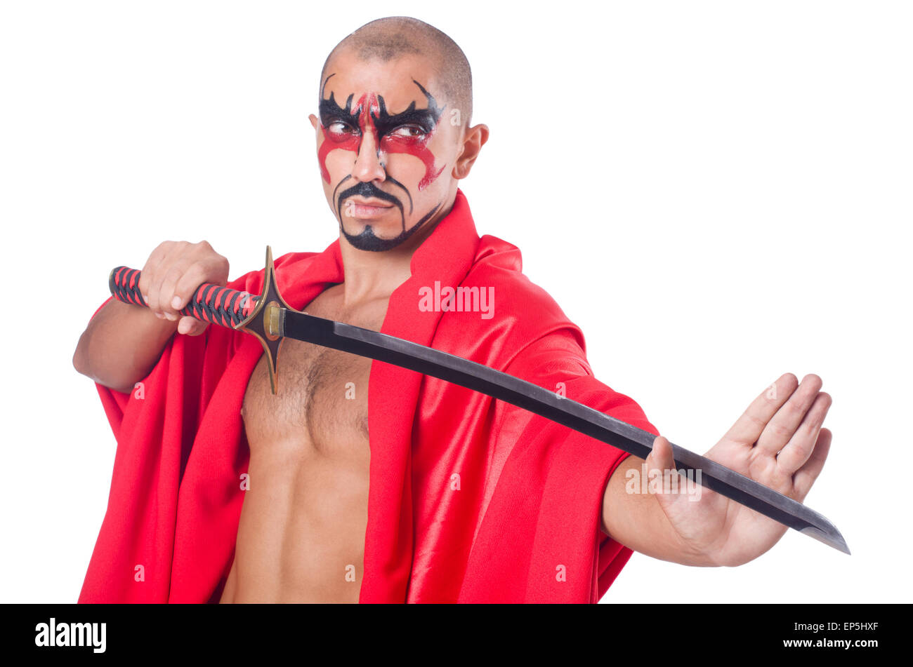 Man with sword isolated on white Stock Photo - Alamy