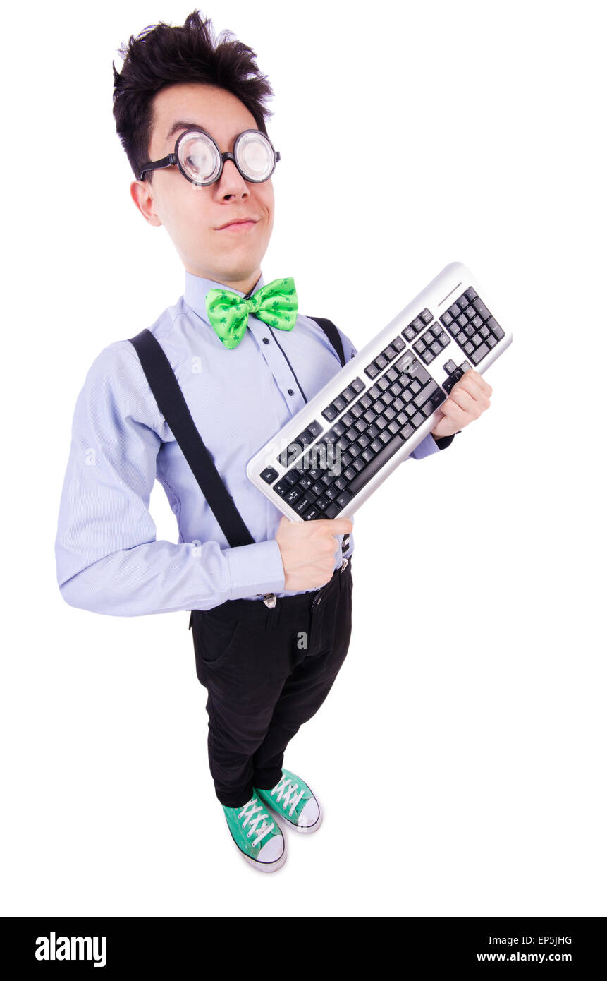 Computer geek nerd in funny concept Stock Photo - Alamy