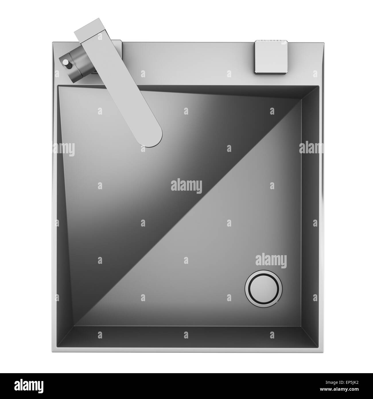 top view of modern metal sink isolated on white Stock Photo - Alamy