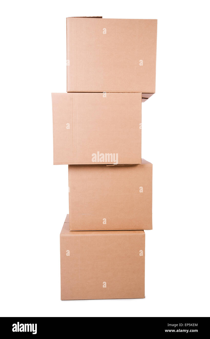 Set of boxes isolated on white Stock Photo - Alamy