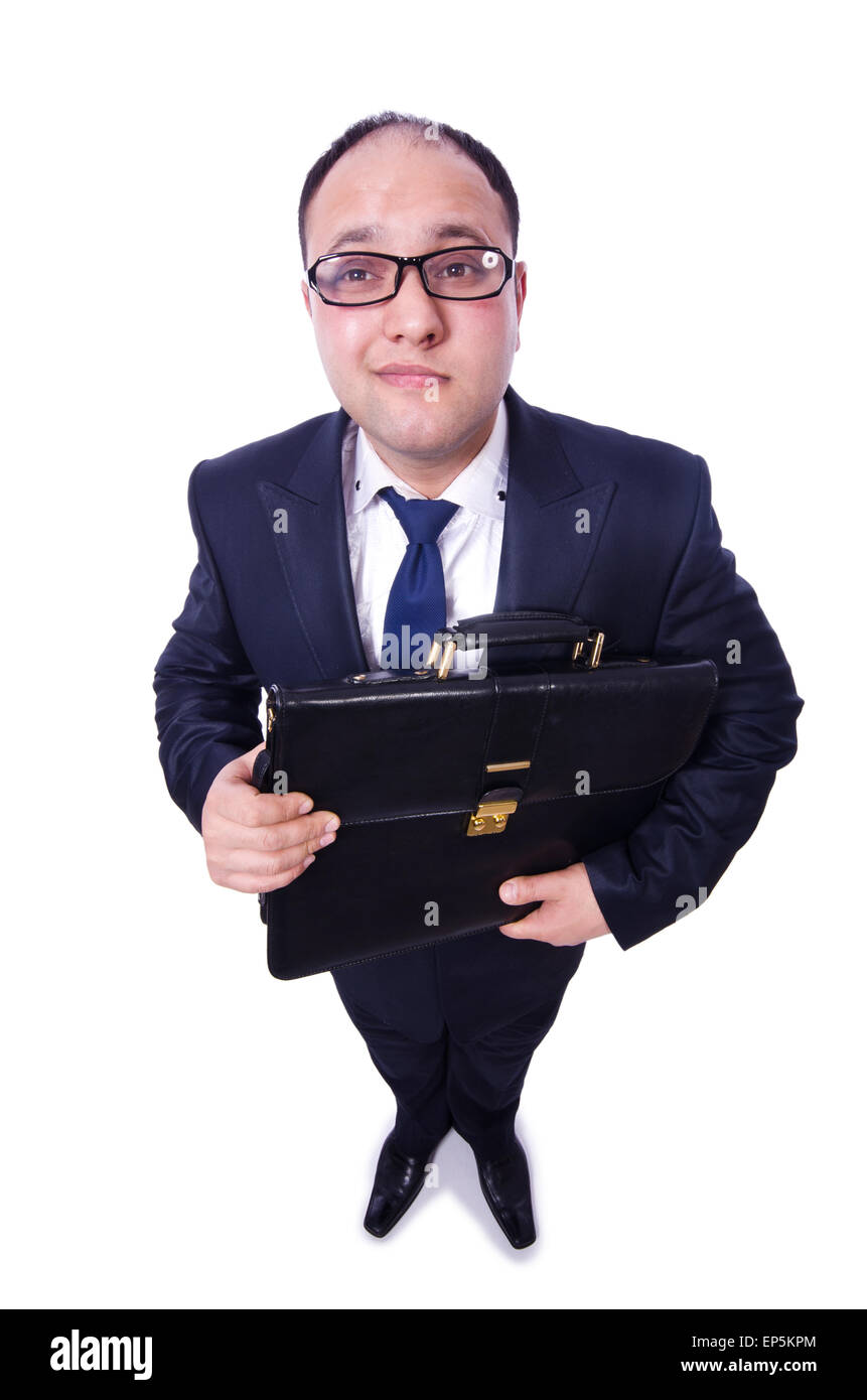 Funny businessman isolated on white Stock Photo - Alamy
