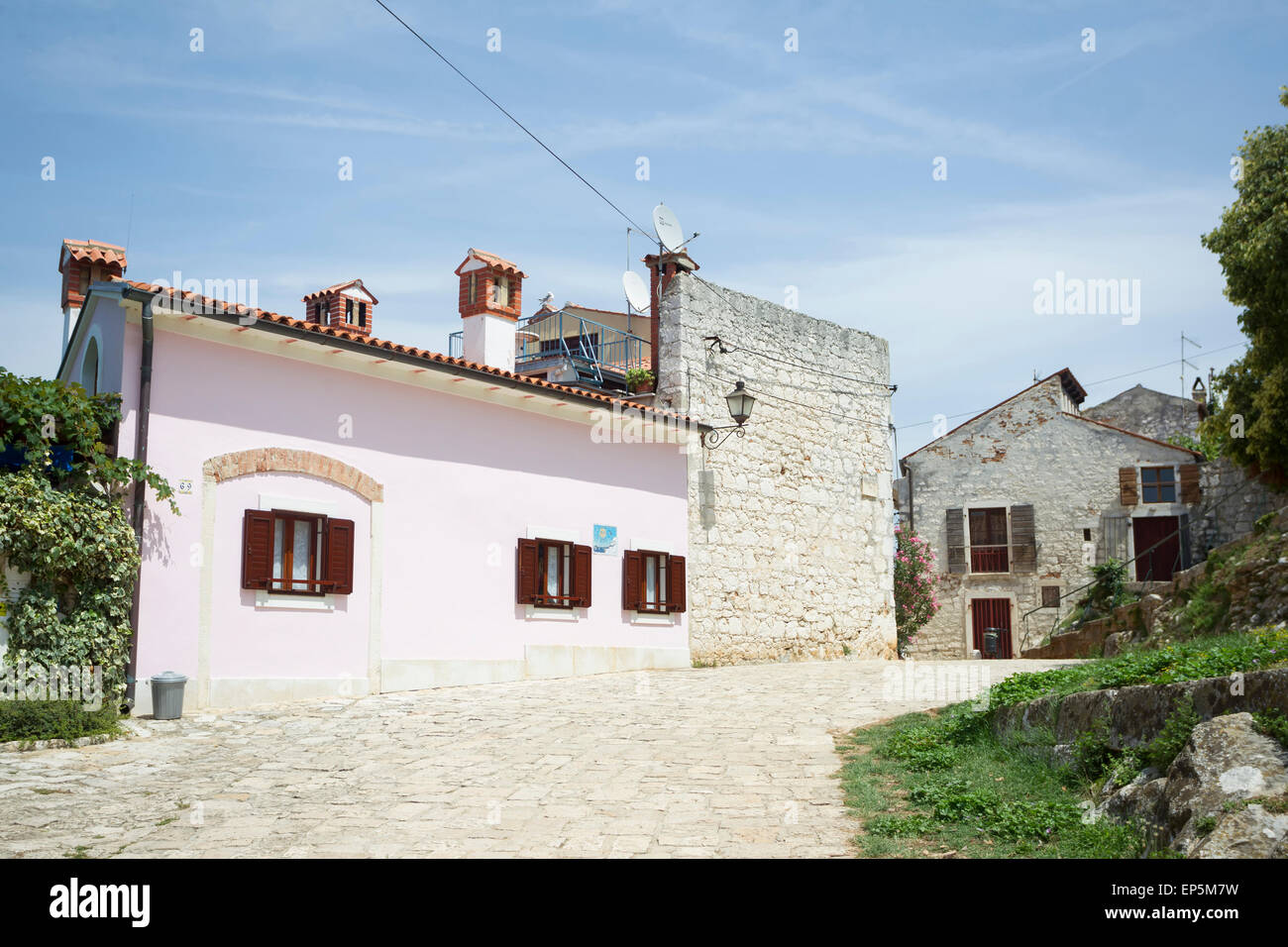 Architecture of tradicional stone houses in Rovinj, Croatia Stock Photo ...