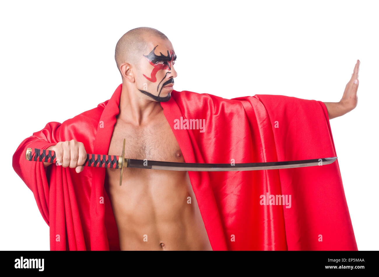 Man with sword isolated on white Stock Photo - Alamy
