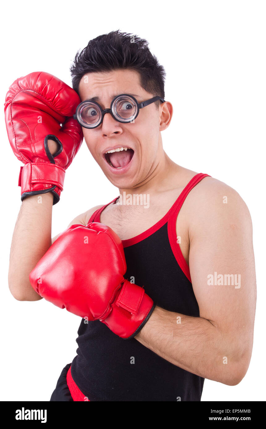Funny boxer isolated on the white background Stock Photo - Alamy