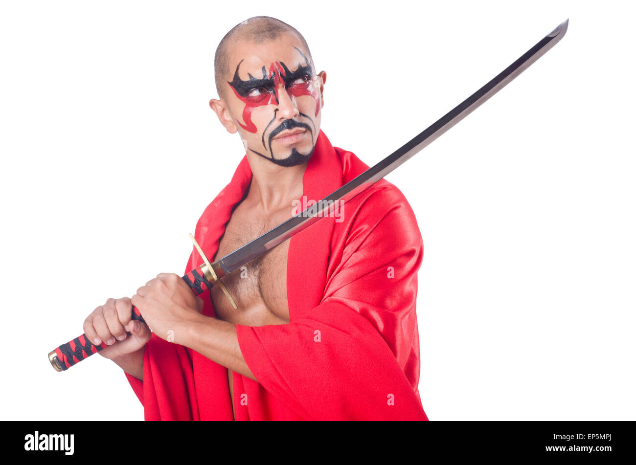 Man with sword isolated on white Stock Photo - Alamy