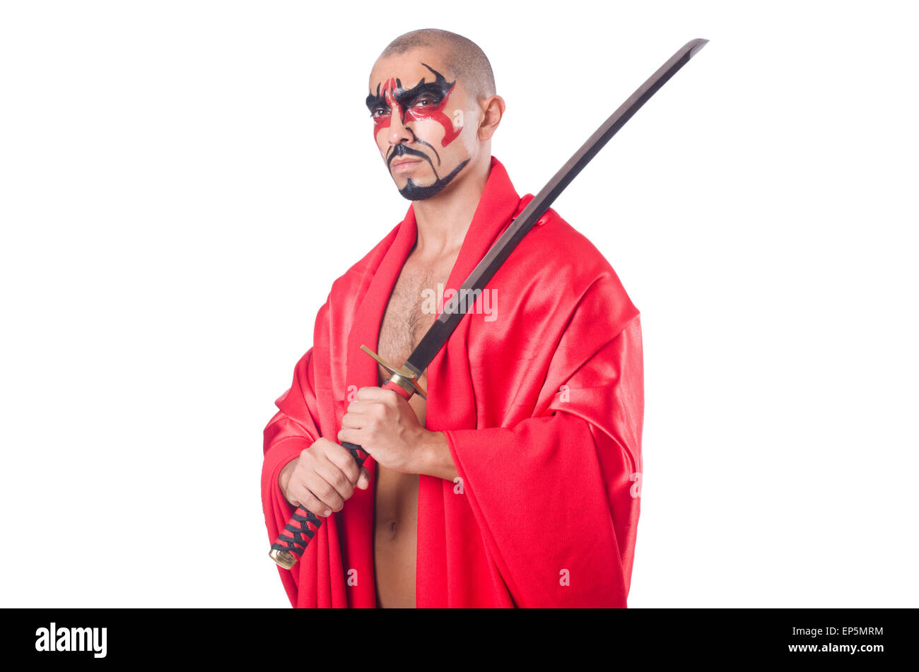 Man with sword isolated on white Stock Photo - Alamy