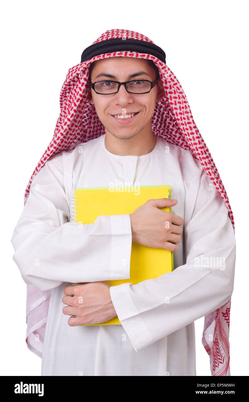 Arab student isolated on white Stock Photo - Alamy