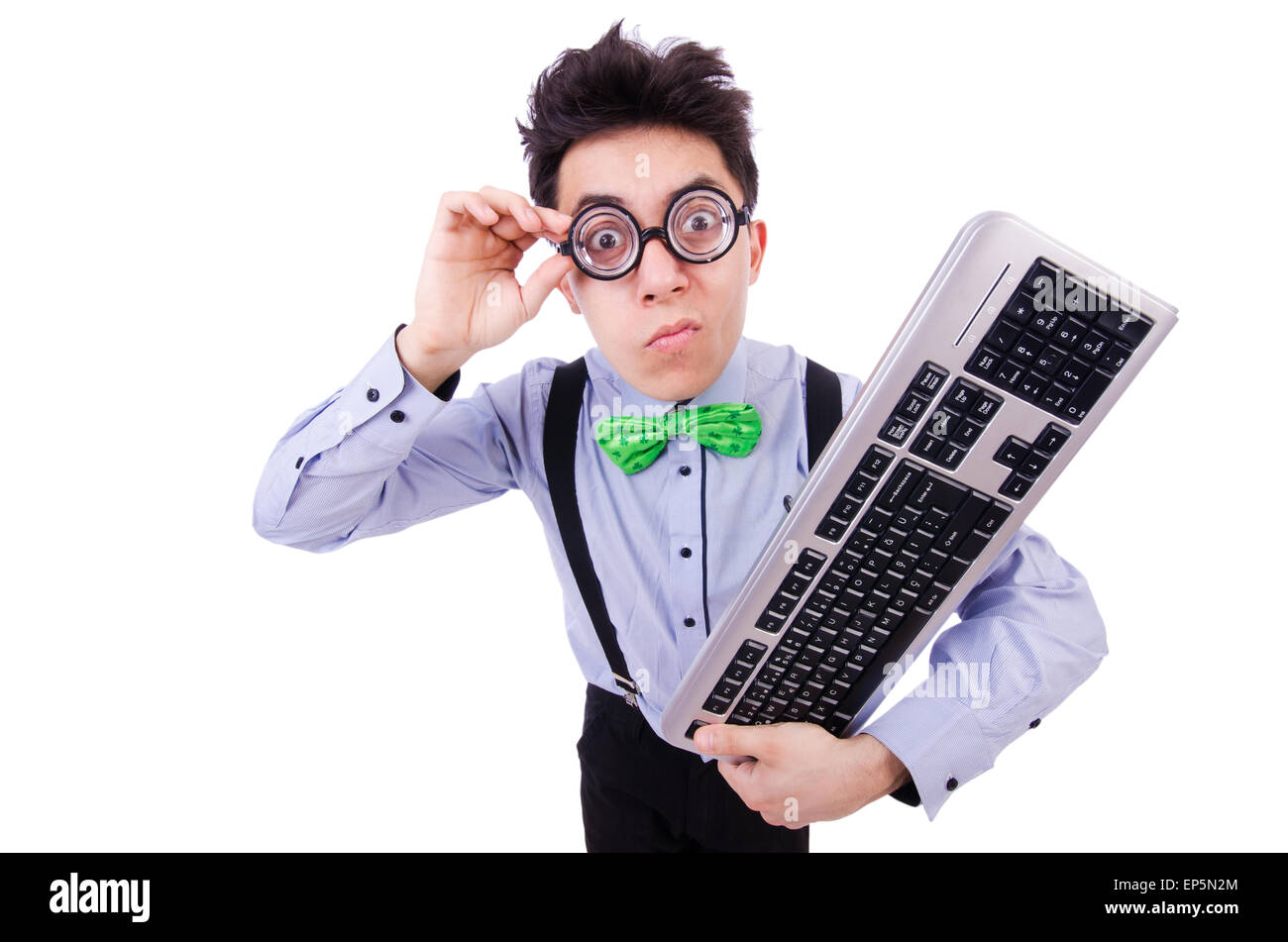 Computer geek nerd in funny concept Stock Photo - Alamy