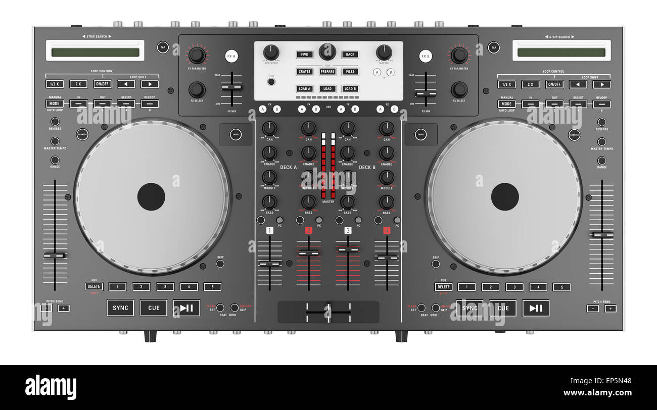 top view of dj mixer controller isolated on white Stock Photo - Alamy