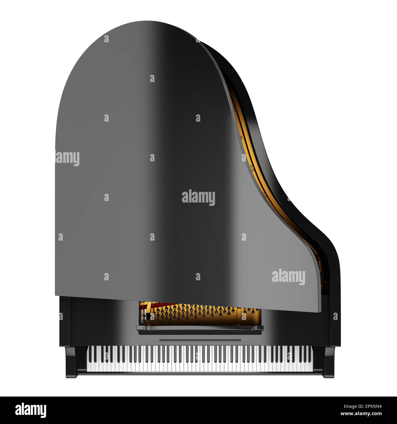 top view of black grand piano isolated on white Stock Photo - Alamy
