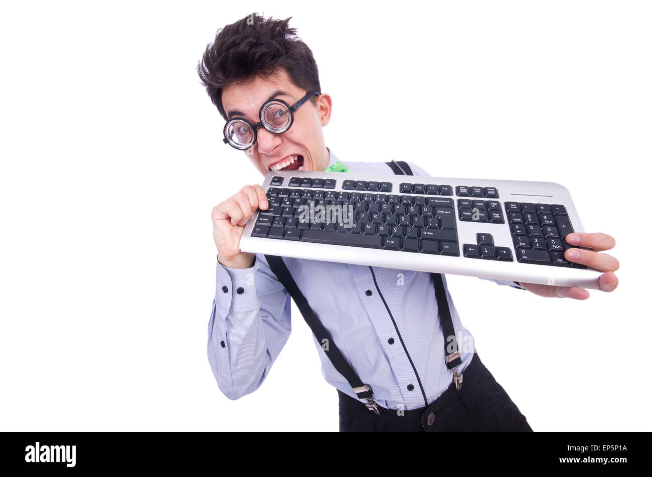 Computer geek nerd in funny concept Stock Photo - Alamy