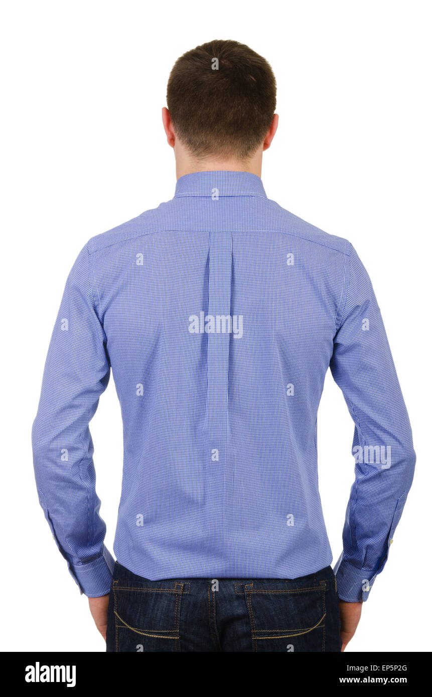 Male model with shirt isolated on white Stock Photo - Alamy
