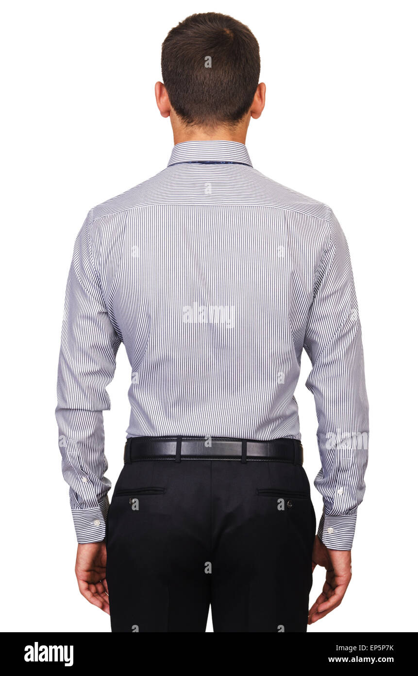 Male model with shirt isolated on white Stock Photo - Alamy