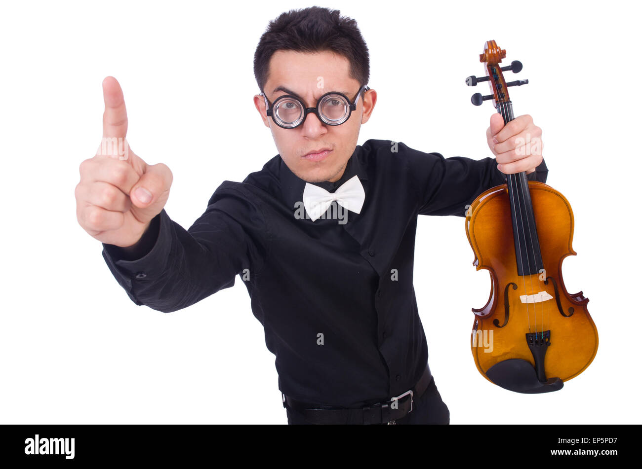 Funny violin player on white Stock Photo - Alamy