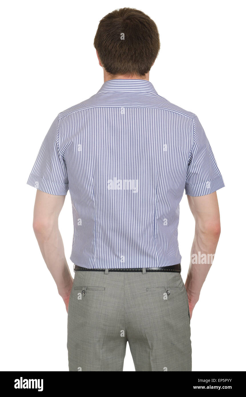 Male model with shirt isolated on white Stock Photo - Alamy
