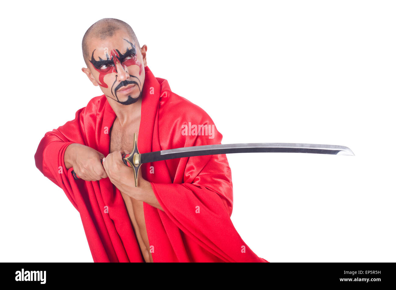 Man with sword isolated on white Stock Photo - Alamy