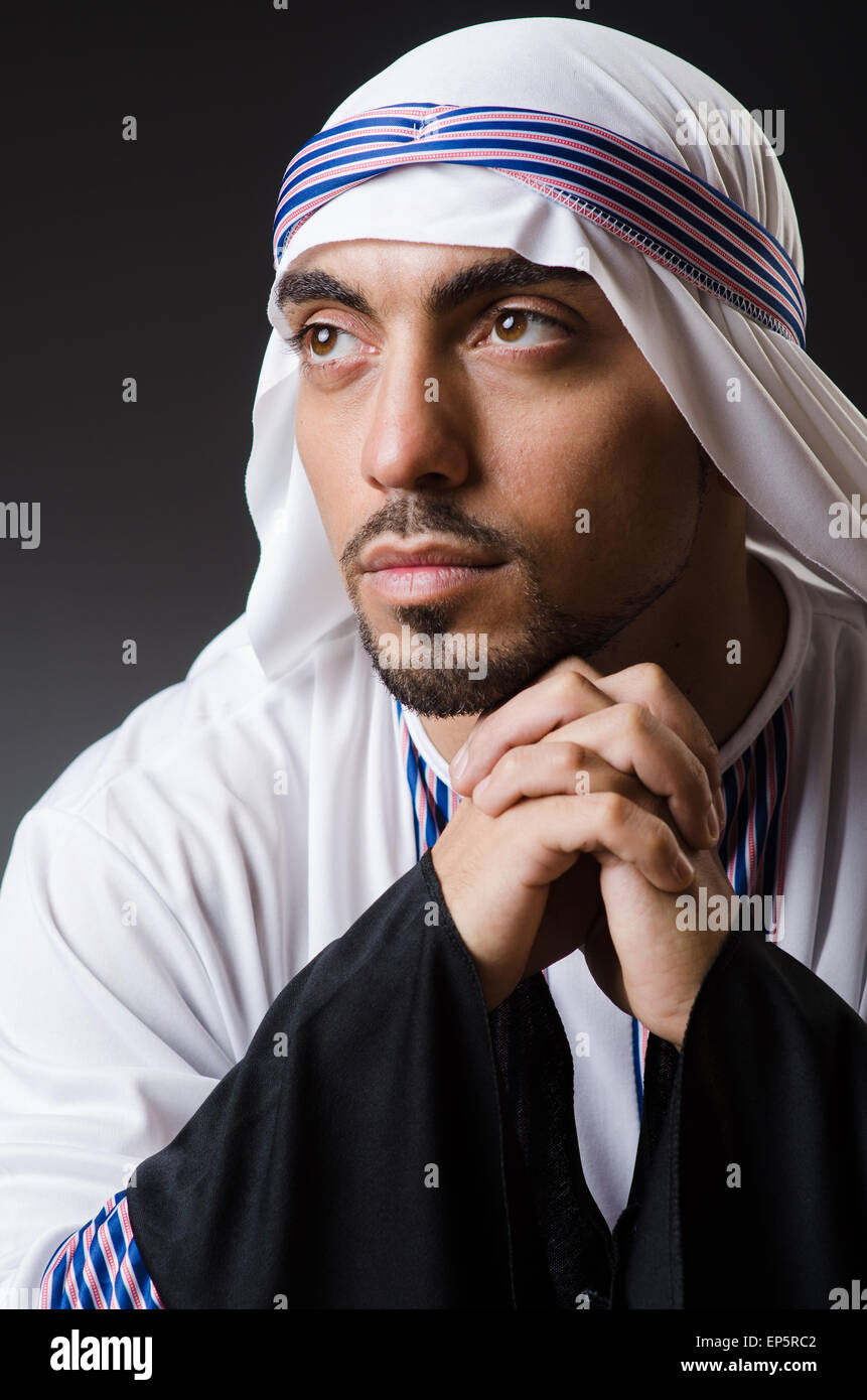 Arab man in deep thinking mode Stock Photo - Alamy