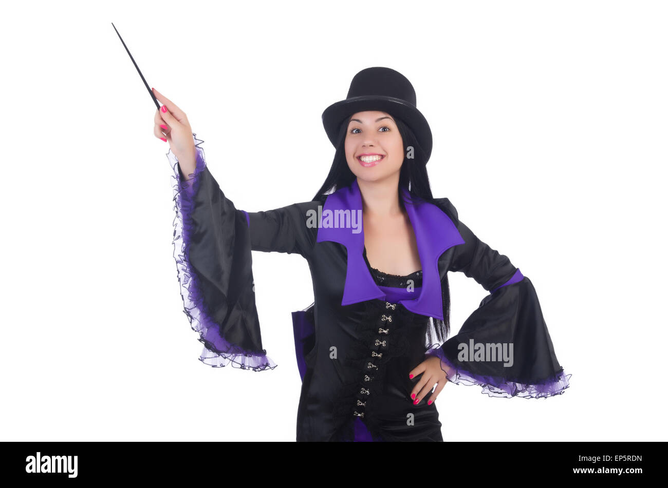 Woman magician isolated on the white Stock Photo - Alamy