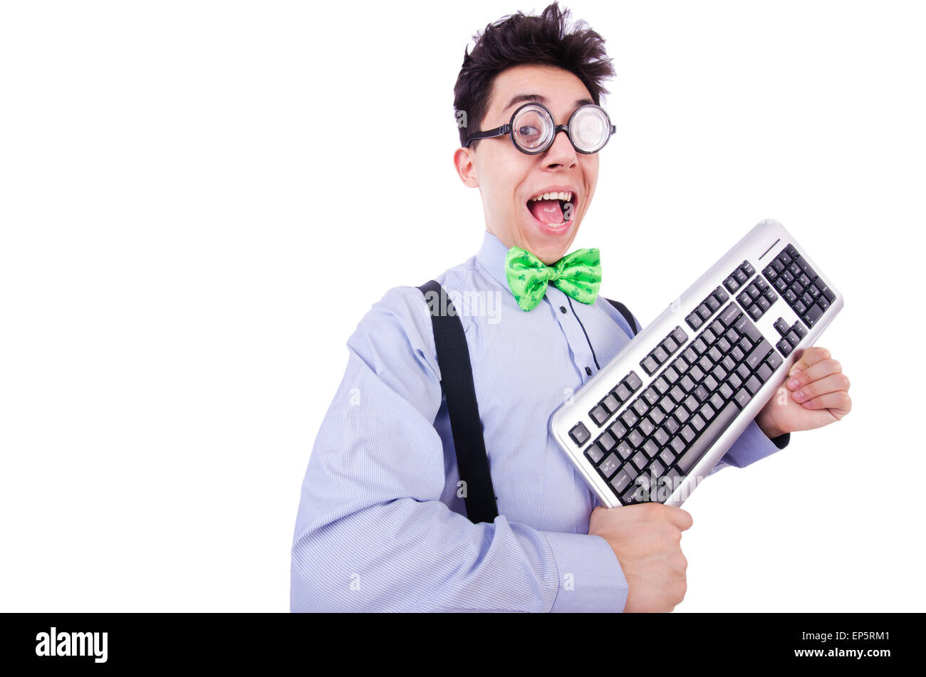 Computer geek nerd in funny concept Stock Photo - Alamy