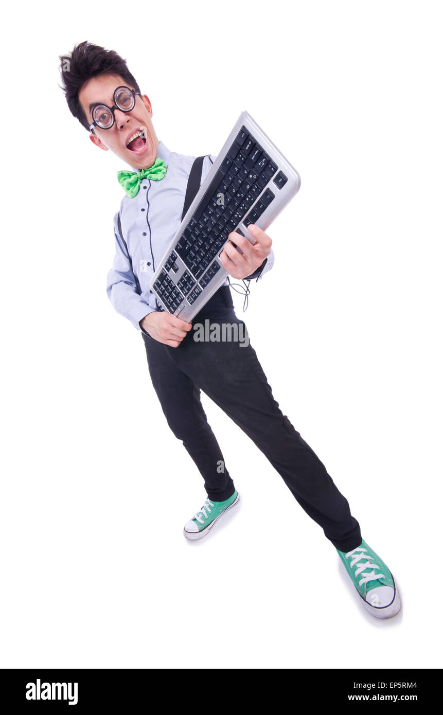Computer geek nerd in funny concept Stock Photo - Alamy